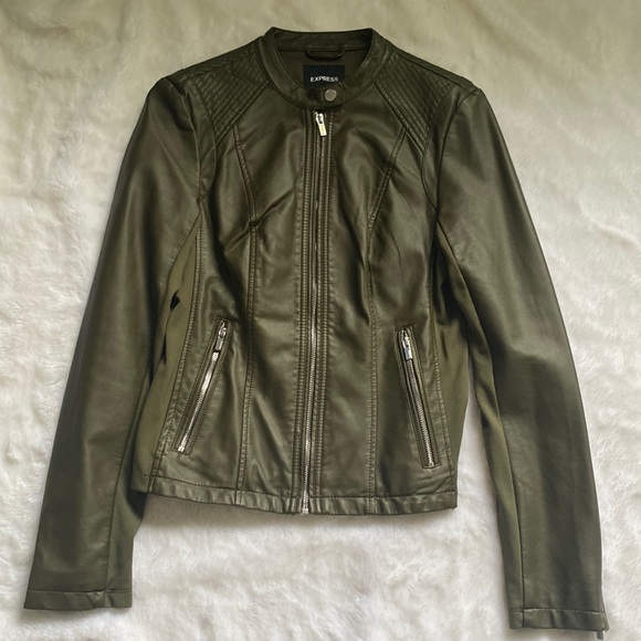 Express | Jackets & Coats | Express New With Defect Green Vegan Leather ...